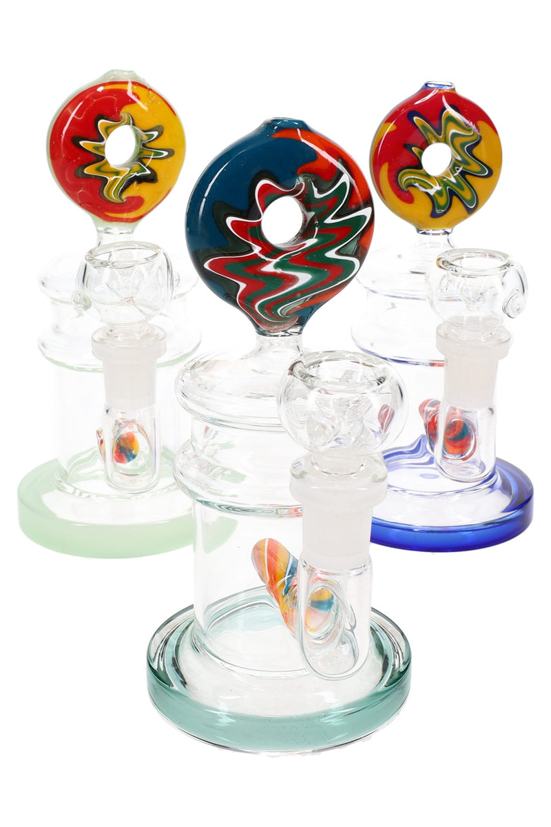 6" Small Multicolor Reverse Donut Stemless GoG Water Pipe with Inline ...