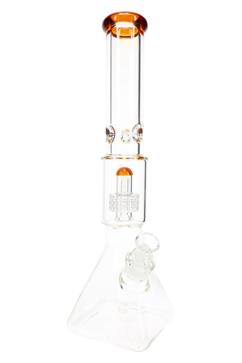 16" Glass on Glass Square Beaker Water Pipe with Dome Matrix Perc ...