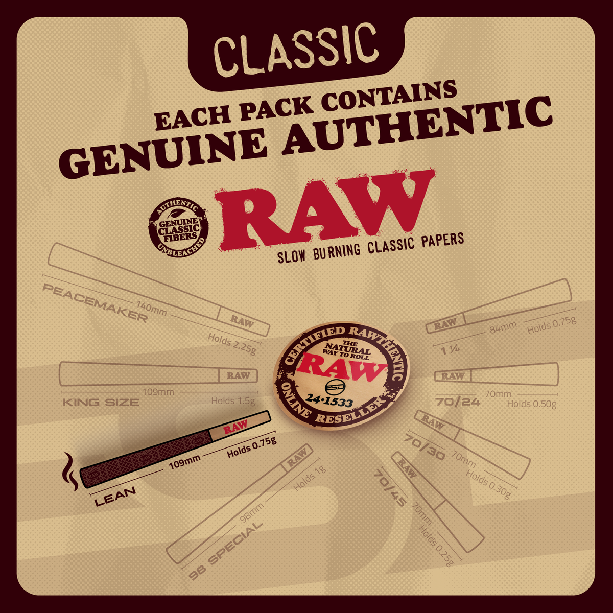 RAW Cones Lean Classic Slow Burning Rolling Papers – Ralphy's World